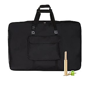 Art Portfolio Case 24 x 36 in. with 12 Color Pencil Set and Sharpener- Large Lightweight Art Portfolio Bag with Shoulder Strap and Handle - Artwork Storage Totes - Black Art folder Storage Bag