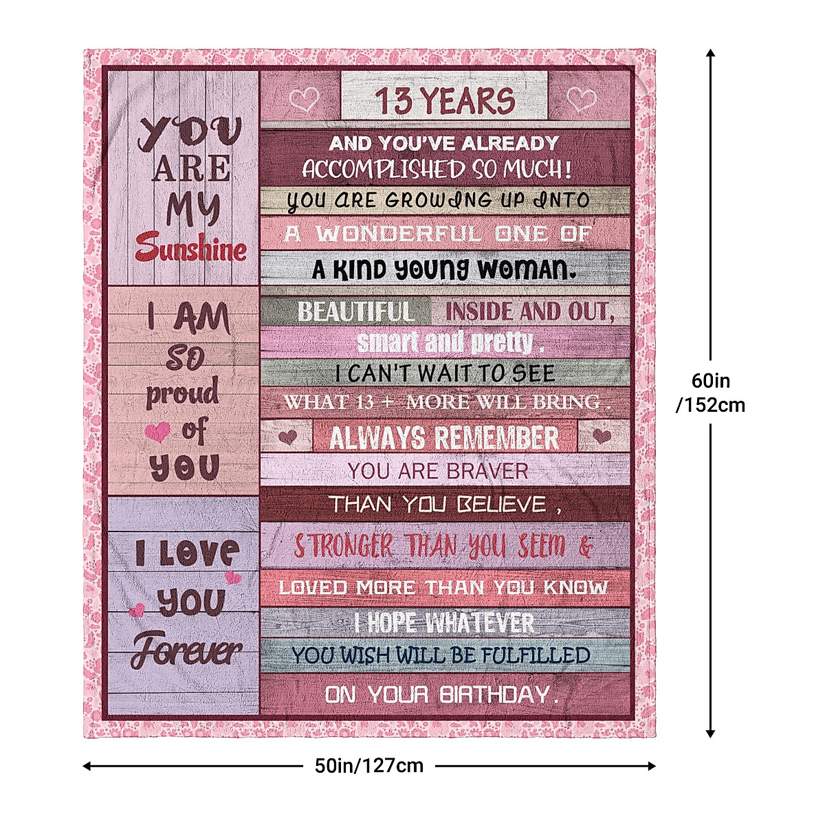 Joyloce Sweet 13th Birthday Gifts for Girls Blanket 60"x50", Sweet 13 Gifts for Girls - Best 13th Birthday Gift Ideas - Funny Gift for 13-Year-Old Girl - 13th Bday Party Decorations for Women Blankets