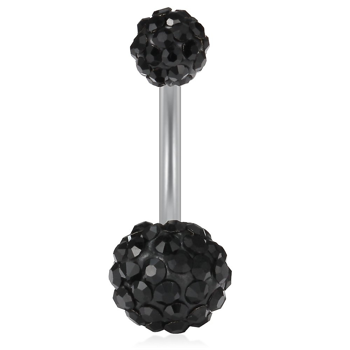 Ruifan 4PCS 14G Cubic Zirconia Ball Belly Button Rings Navel Barbell Body Jewelry Piercing - Black