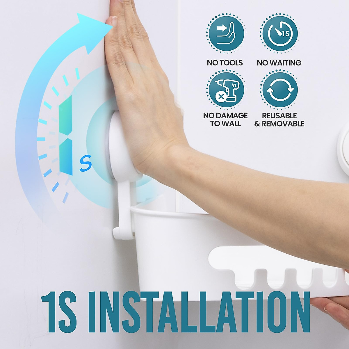 TAILI Corner Shower Caddy Suction Cups Heavy Duty 2 Pack, Small Bathroom Shower Shelf Storage Wall Mounted shower Organizer for Shampoo,Conditioner,Plastic shower Basket, Drill-Free Removable