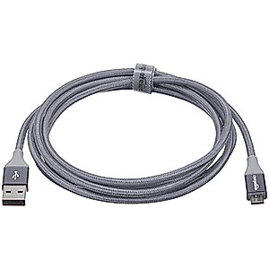 Amazon Basics Micro USB to USB-A 2.0 Fast Charging Cable, Nylon Braided Cord, 480Mbps Transfer Speed, 6 Foot, Dark Gray