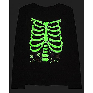 The Children's Place Girls' All Holidays Long Sleeve Graphic T-Shirts, Halloween Skeleton Candy-Glow, Medium