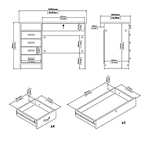 Tvilum 5 Drawers Desk, Truffle