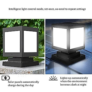 CZLZY Solar LED Post Light Simple Modern Aluminum Square Pillar Lamp Outdoor Patio Fence Column Light Waterproof IP54 Villa Gate Base Light Lawn Landscape Light