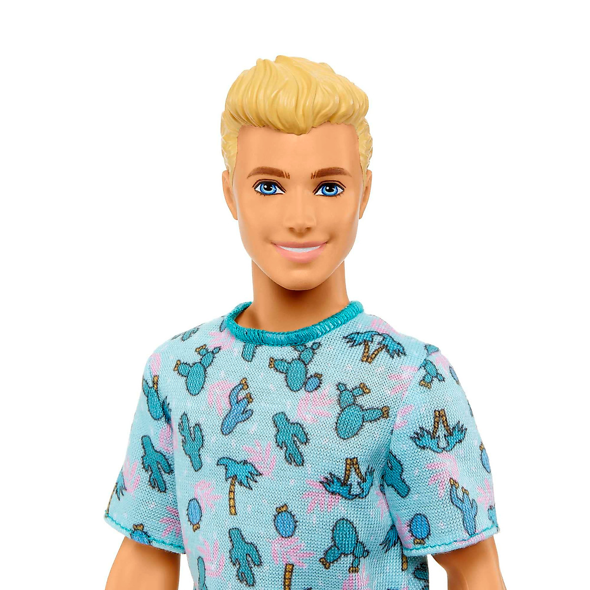 Barbie Fashionistas Ken Fashion Doll #211 with Blonde Hair, Blue Cactus Tee, White Shorts and Sneakers