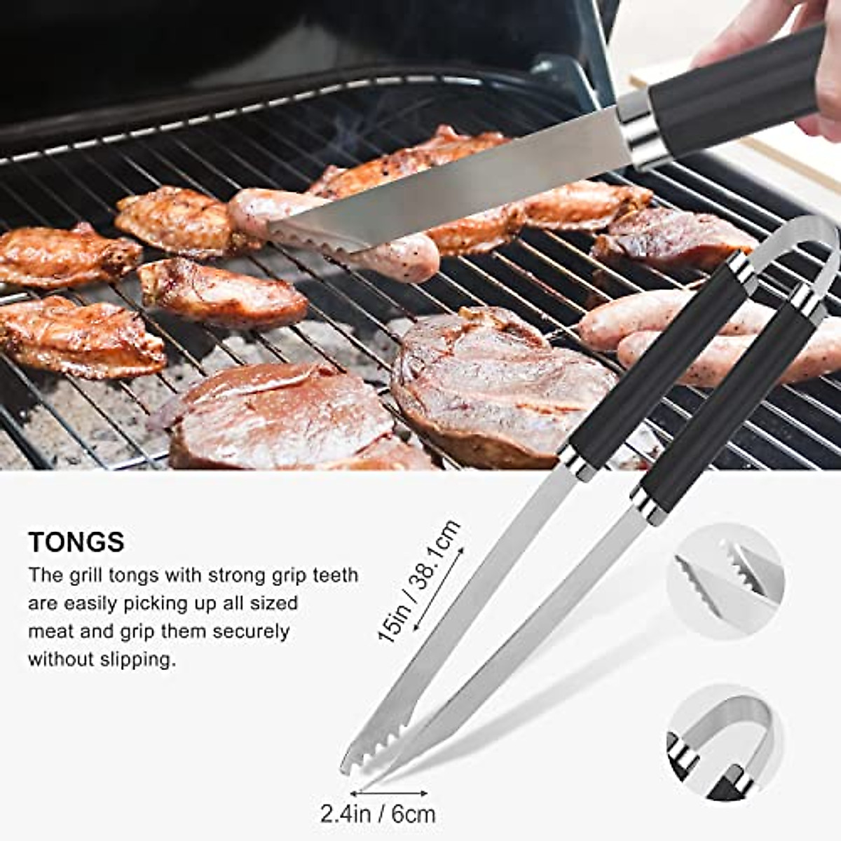 grilljoy 30PCS BBQ Grill Tools Set with Meat Claws - Extra Thick Steel Spatula, Fork& Tongs - Complete Grilling Accessories in Portable Bag - Perfect Grill Gifts for Men and Women