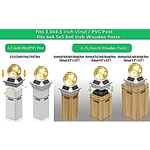 Solar Outdoor Post Cap Lights,Solar Powered Caps for Posts,Fence Deck,Patio,Garden,Post Caps Warm White Waterproof Solar Operated Outdoor Lights for 4x4 Wood,3.5x3.5 Vinyl Posts 4 Pack