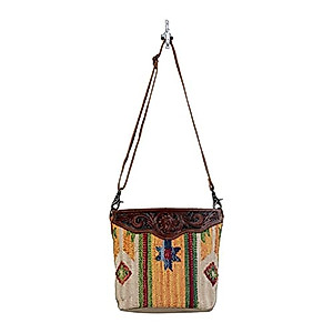 Myra BagTini Mini Hand-Tooled Bag Upcycled Cotton & Leather S-3059