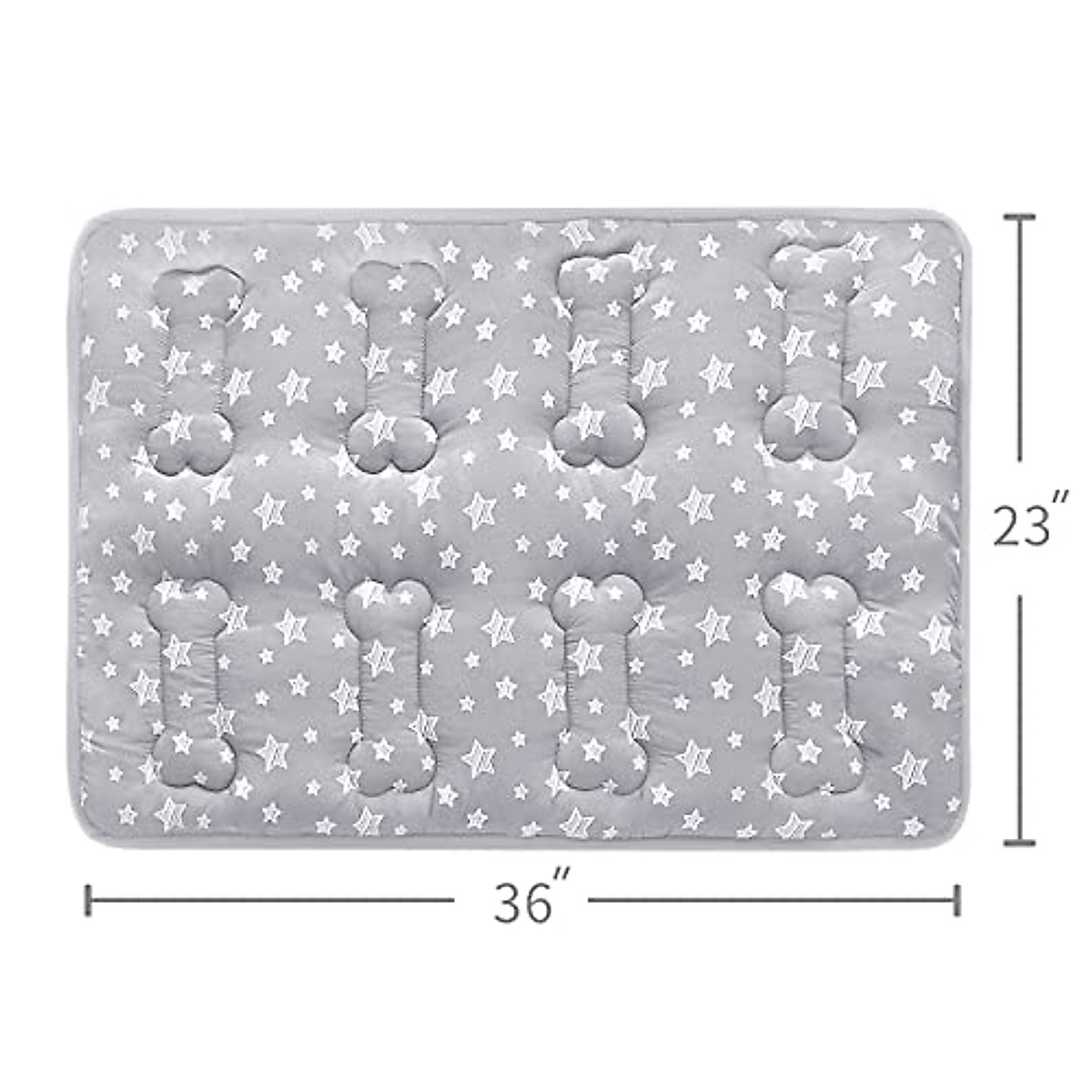 Dog Crate Mat (36" X 23"), Soft Dog Bed Mat with Cute Stars, Personalized Dog Crate Pad, Anti-Slip Bottom, Machine Washable Kennel Pad