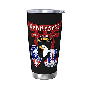 Biaomn 187th Airborne Rakkasans Stainless Steel Tumbler Vacuum Insulated Travel Tumbler With Lid Coffee Mug Car Cup For Home Office Outdoor 20oz