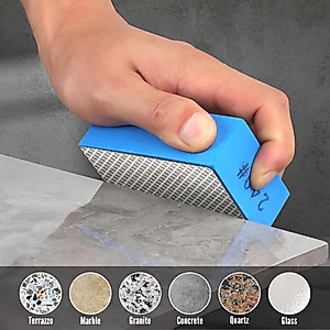 Diamond Hand Polishing Pads, 5PCS Diamond Sanding Pads 60/120/240/400/1000 Grit Sanding Block Foam Backing for Tile Glass Stone Marble Granite Ceramics Metal Wet&Dry