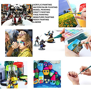 Transon Detail Thin Paint Brush Set 6pcs for Model Minature Craft and Art Painting Green