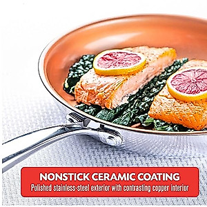 Gotham Steel Stainless Steel 2 Pack Nonstick Frying Pan Set, Induction Base Stainless Steel Skillet Set + Stainless Steel Pan Set, Metal Frying Pan – Nonstick Egg Pan, Oven/Dishwasher Safe Non Toxic