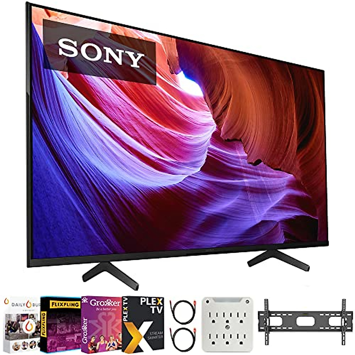 Sony KD65X85K 65 inch X85K 4K HDR LED TV with Smart Google TV 2022 Model Bundle with Premiere Movies Streaming + 37-100 Inch TV Wall Mount + 6-Outlet Surge Adapter + 2X 6FT 4K HDMI 2.0 Cable