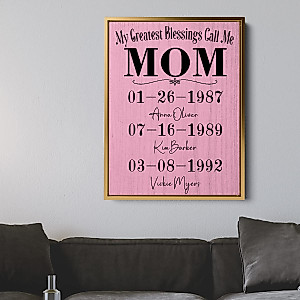 Mothers Day Gifts - Personalized Birthday Gifts For Mom Wife - My Greatest Blessings Call Me Mom & Grandma Custom Canvas Prints For Women - Gift Wrapping Available - Up to 10 Sons or Daughters