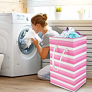 CLOCOR 2 pack Pink Laundry Basket,75L Each Freestanding Kids Laundry Hamper Girl,Lightweight Tall Baby Girls Room Baskets,Collapsible Nursery Hamper,Waterproof Large Toys Storage Bins(Pink)