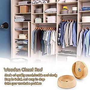 4 Pack Wooden Closet Pole Sockets Closet Pole Holder Closet Rod Holders Closet Pole Socket for Wardrobe Hallway Bathroom Curtain Clothing Store, 1-3/8" Pole
