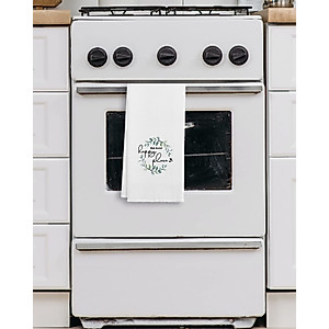 QIYUHOY This is Our Happy Place Floral Kitchen Towels Tea Towels, 16 X 24 Inches Cotton Modern Dish Towels Dishcloths, Dish Cloth Flour Sack Hand Towel for Farmhouse Kitchen Decor,Housewarming Gifts