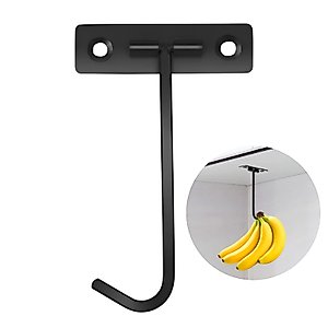 DAJIANG Banana Hook, Metal Banana Hanger Under Cabinet to Keep Bananas Fresh, Banana Holder for Bananas or Other Kitchen Items (Black)