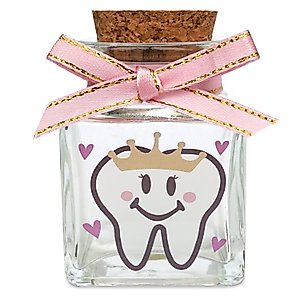 HAMUIERS Tooth Fairy Box, Baby Tooth Box for Lost Teeth, Glass Tooth Holders for Kids First Teeth Keepsake Box Gifts for Baby - Girl