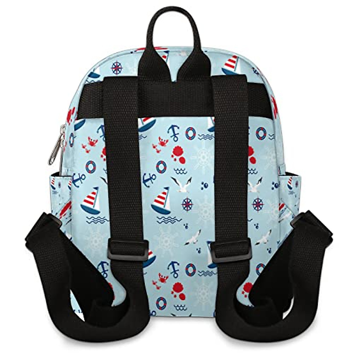 Marine Sailboat Mini Backpack Purse for Women, Anchor Small Fashion Daypack, Casual Lightweight Bag