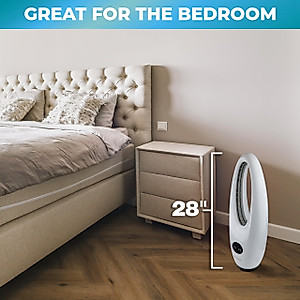 Comfort Zone Oscillating Bladeless Tower Fan with Remote Control, 28 inch, 3 Speed, 70 Degree Oscillation, Portable, 9-Hour Timer, LED Display, Ideal for Home, Bedroom, Dorm & Office, CZ12548