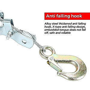 1 Ton Heavy Duty 2 Hook Steel Cable Dual Gear Power Ratchet Come Along Puller Tool,Automotive Hoist Cable Puller,Hoist Winch Cable Stretcher Lift