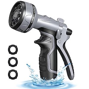 Garden Hose Nozzle,New Upgrade Hose Nozzle,8 Adjustable Watering Patterns Hose Sprayer Nozzle & Water Hose Nozzle, Hose Sprayer Suitable for Watering Plants/Washing Cars/Showering Pets (Grey)