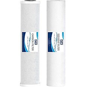 20" x 4.5" Full Flow CTO Carbon Block & Sediment Replacement Filter Cartridges Combo Set | Whole House Filters