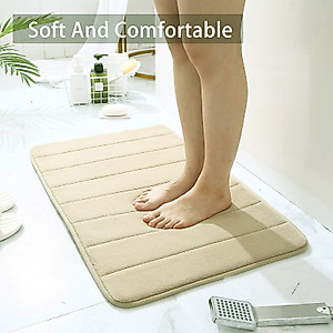 EGYPHY Memory Foam Bath Mat - Luxurious Non Slip Bathroom Rug for Ultimate Relaxation and Stylish Décor,20X32 inches-Beige