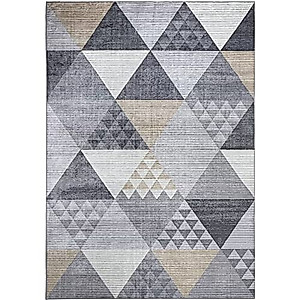 COZYLOOM Modern Abstract Area Rug, Chic Contemporary Geometric Indoor Rug Soft Low Pile Washable Throw Carpet Non-Shedding Living Room Bedroom Dining Home Office Area Rug Yellow 8x10 feet