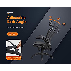 Office Chair Ergonomic Desk Chair Mesh Computer Chair with Lumbar Support Headrest Flip UP Arms Rolling Swivel Adjustable Task Chair for Adults,Black