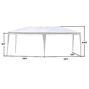 Outvita Outdoor Party Tent, Patio Wedding Gazebo Waterproof White Canopy with Sidewalls Party Wedding Tent Cater Events Pavilion Beach BBQ (10'x20')