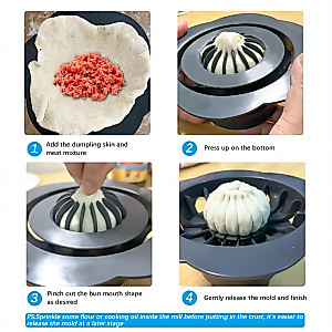 Jnhuy Baozi Maker Machine,6.57" Dumpling Momo Maker Mold Plastic Kitchen Gadget Tool Homemade Bao Buns Preparation Culinary Exploration Ease of Use Cleaning(Gray)