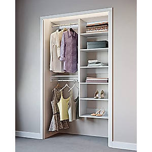Closet Kit with Hanging Rods & Shelves - Corner Closet System - Closet Shelves - Closet Organizers and Storage Shelves (White, 48 inches Wide) Closet Shelving