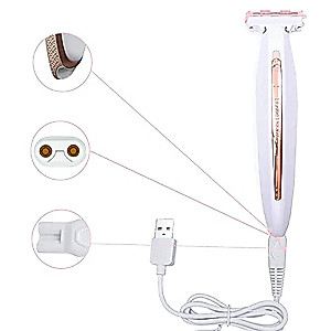 Women Shaver USB Charging Cable Compatible with Finishing Touch Flawless Body Rechargeable Ladies Shaver Women Electric Trimmer 5V Power Cord Ladies Shaver Charger Cord White with Clean Brush 2pcs