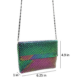 Frewahmesh X-Small Women clutch metal mesh evening purse bag for Cocktail Party Prom Wedding Banquet (Multi color