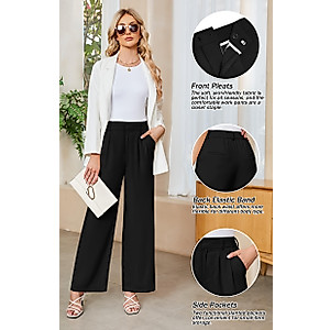 Sarin Mathews High Waisted Wide Leg Pants for Women Business Casual Dress Pant Palazzo Long Work Trousers with Pockets Black XL
