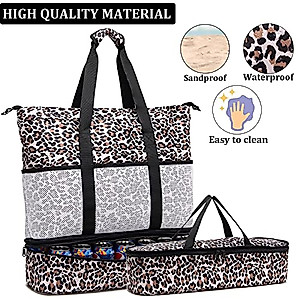 JIANYA Beach Bag Women Waterproof Sandproof Beach Tote Bags with Cooler Top Zipper Large Totes for Beach Pool Travel Daily
