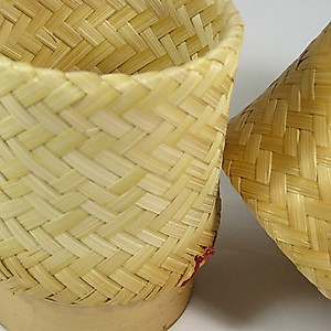 Thai Lao Sticky Rice Single Serving Bamboo Basket 3.5 Inch By Inspirepossible