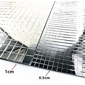 Self Adhesive Real Glass Silver Mirrors Mosaic Tiles Sticker for Craft Square Glass Tiles,2400pcsMirrors 5mm by 5mm