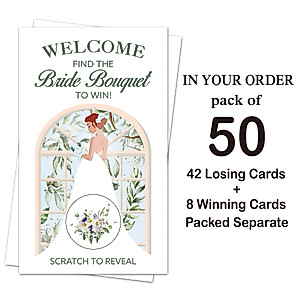 Haizct 50 Pack Wedding Dress Bridal Shower Scratch Off Game Cards for Country Wedding, Bridal Shower, Bridal Lottery Tickets, Wedding Shower Ideas (GK068)