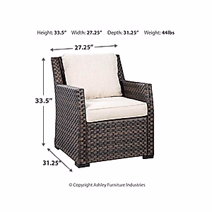 Signature Design by Ashley Easy Isle Outdoor Lounge Chair, Dark Brown & Beige