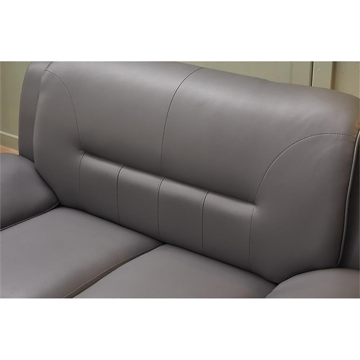 Kingway Furniture Zebra Faux Leather Loveseat with Pillow Armrests in Gray