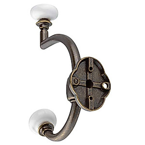 UNIQANTIQ HARDWARE SUPPLY Antique Finished with Porcelain Ball Hat and Coat Hall Tree Hook | Double Hat and Coat Hook | Wall, Hall Tree, Rack Mount Vintage Coat Hooks for Hanging Garment | A-23 (1)