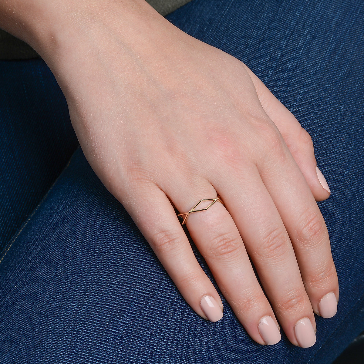 Kooljewelry 14k Yellow Gold Geometric Ring (size 8)