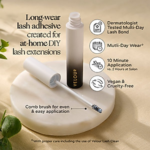 Velour Xtensions Multi-Day Lash Bond | Lash Clusters Lash Bond and Seal | Multi-Day Eyelash Bond (No Sealant Needed) | Dermatologist Tested, Vegan & Cruelty-Free | Dries Clear | Latex Free