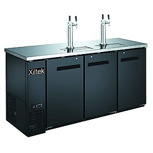 Xiltek 72" 3-Door Commercial Beer Dispenser - Double Tower Keg Cooler - Kegerator XDD-24-72-HC