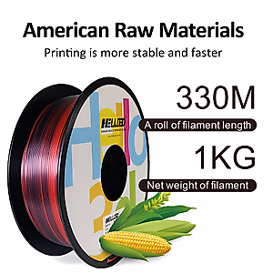 HELLO3D PLA 3D Printing Filament 1.75mm Dual Color Silk Filament,Silk Shiny Red Black 2 Colors in 1 Coextrusion 3D Printer Filament 1KG 1.75mm 3D Printing Material with Bicolor Dichromatic 2 Colors