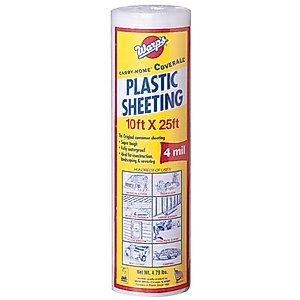 Warp Brothers SP-4CH10-C 4 Mil Carry Home Coverall Clear Plastic Sheeting, 10-Foot by 25-Foot
